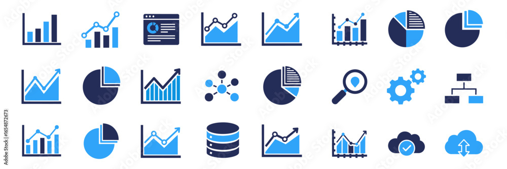 Image vectorielle Stock Business Analytics Icon Set – Flat Vector Data ...