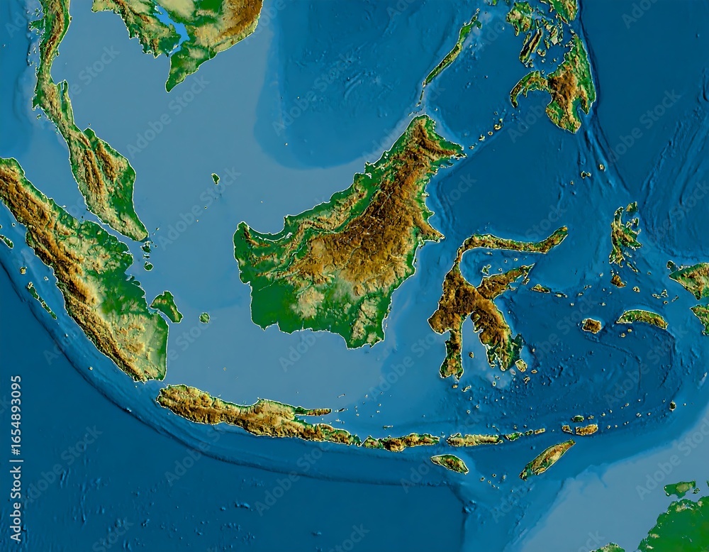 Southeast Asia physical map Stock Photo | Adobe Stock
