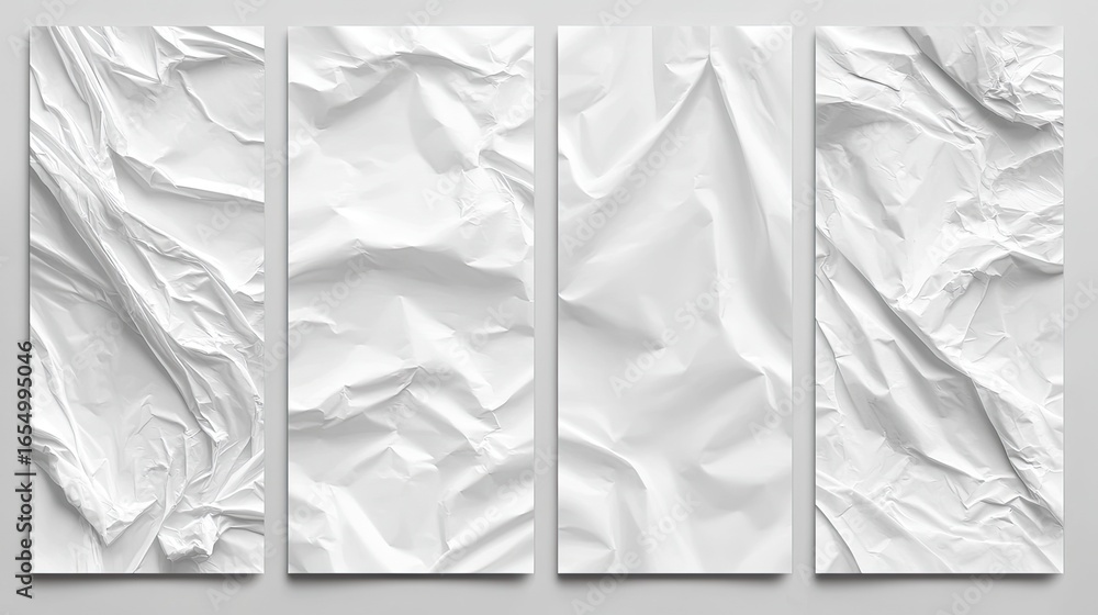 Four Panels of Wrinkled and Smooth Plastic Textures Isolated on ...