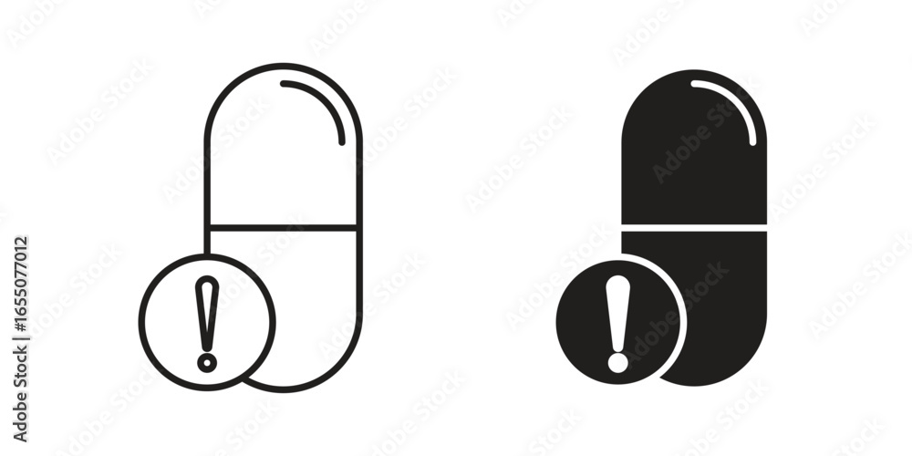 Two capsule pill icons, one line art, one solid, each with an ...