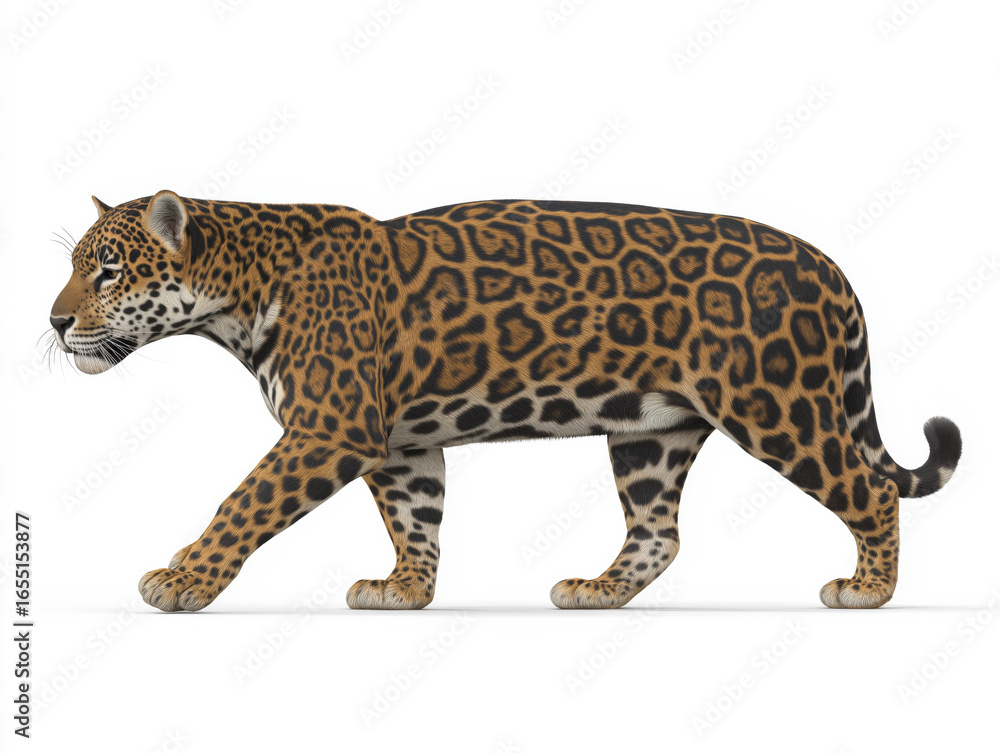 Stock-Foto „Leopard walking gracefully with distinctive spotted coat ...