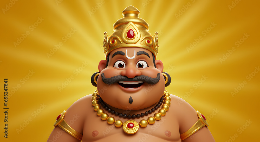 King mahabali character onam festival kerala legend mythology cartoon ...