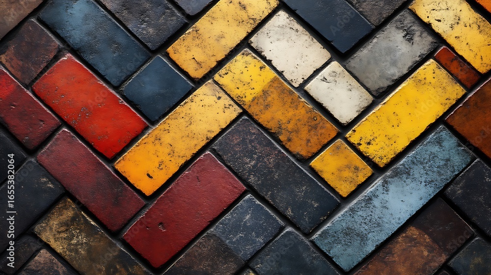 Colorful herringbone brick pattern. Stock Illustration | Adobe Stock