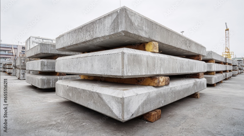 Stock-Foto „precast concrete piles prestressed stacked anchors lifting ...