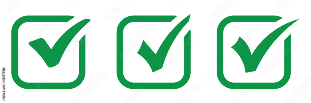 Check box icon with correct, accept checkmark icons green tick box ...