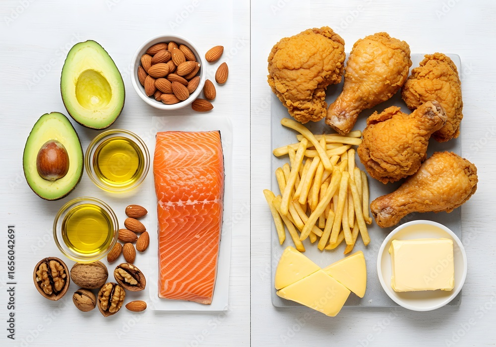 An educational visual illustrating the comparison of healthy and ...