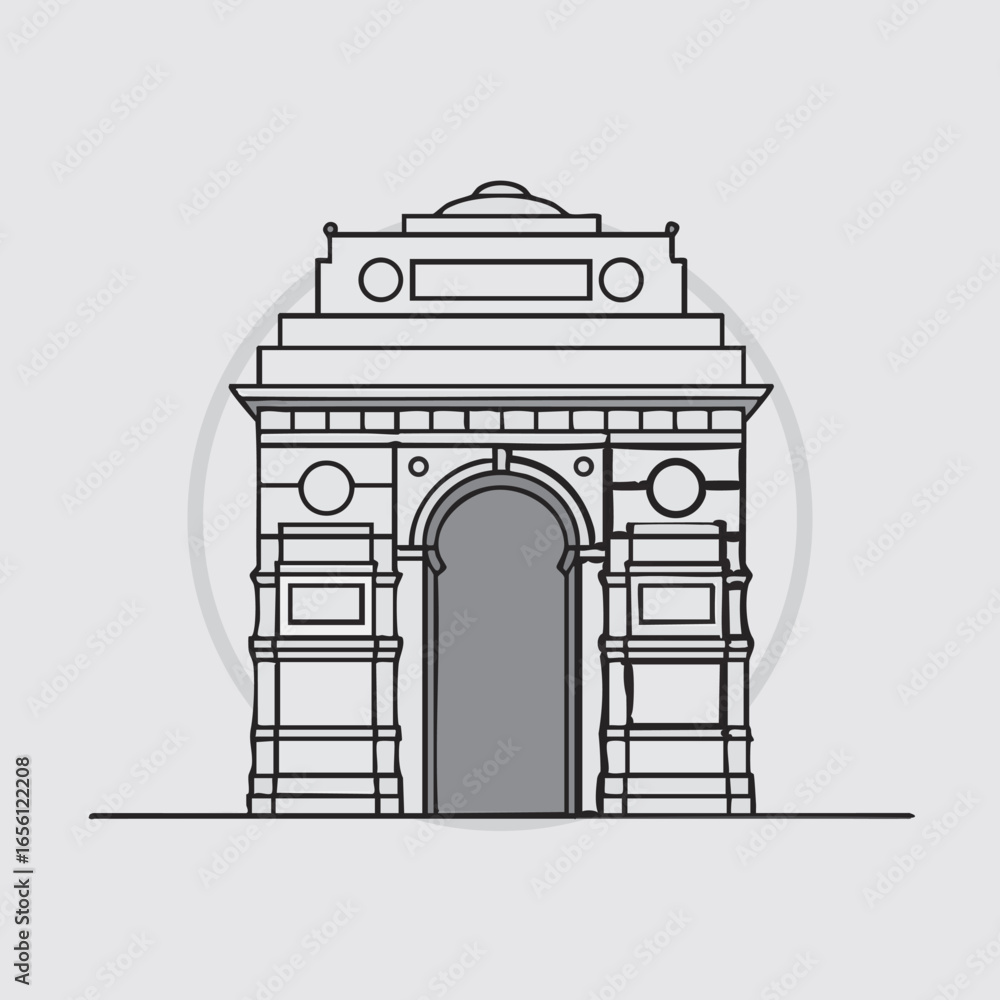 India Gate Vector Line Art Illustration Stock Vector | Adobe Stock