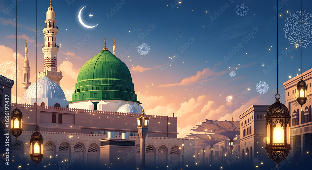 Milad un Nabi Maulid or Mawlid al Nabi islamic background banner with ...