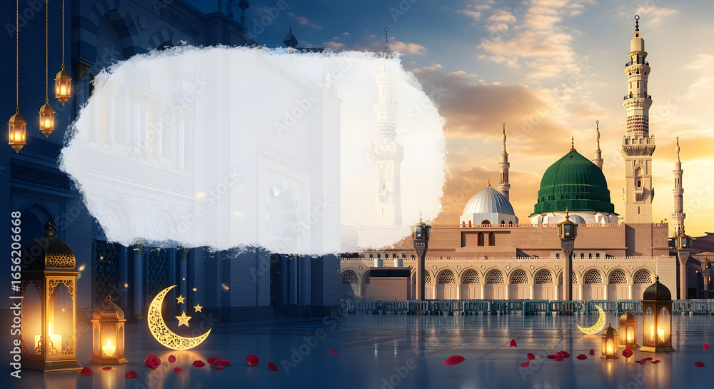 Milad un Nabi Maulid or Mawlid al Nabi islamic background banner with ...