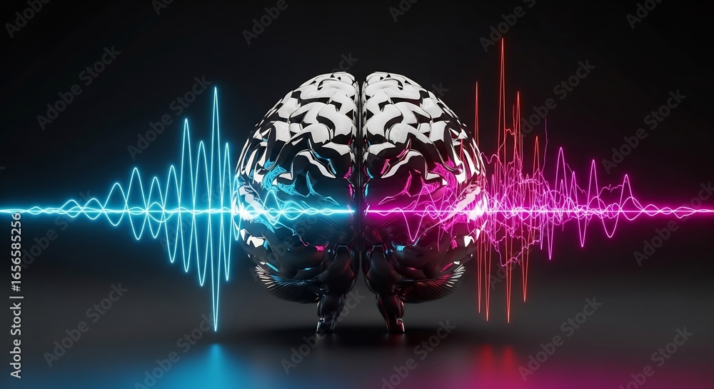 Brain power boost! Conceptual image showing brain activity with ...