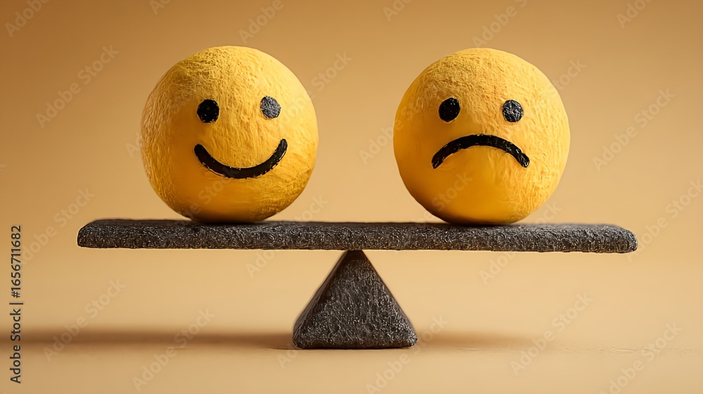 Foto de Stock Balance of emotions happy and sad concept mental health ...