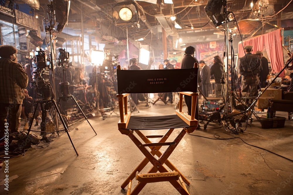 Film set interior with a director's chair Stock Photo | Adobe Stock