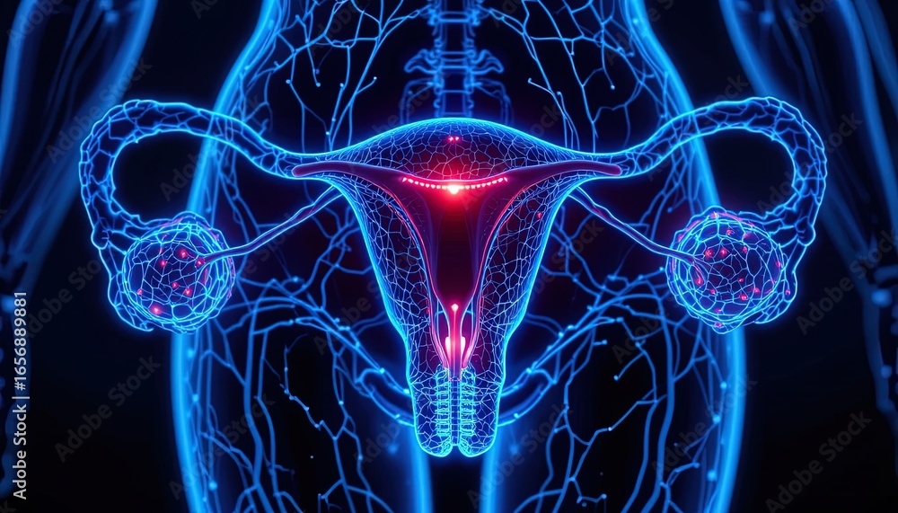 Detailed 3D illustration of the female reproductive system ...