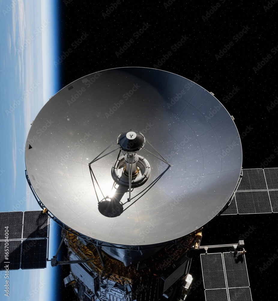 The image shows a satellite equipped with Synthetic Aperture Radar (SAR ...