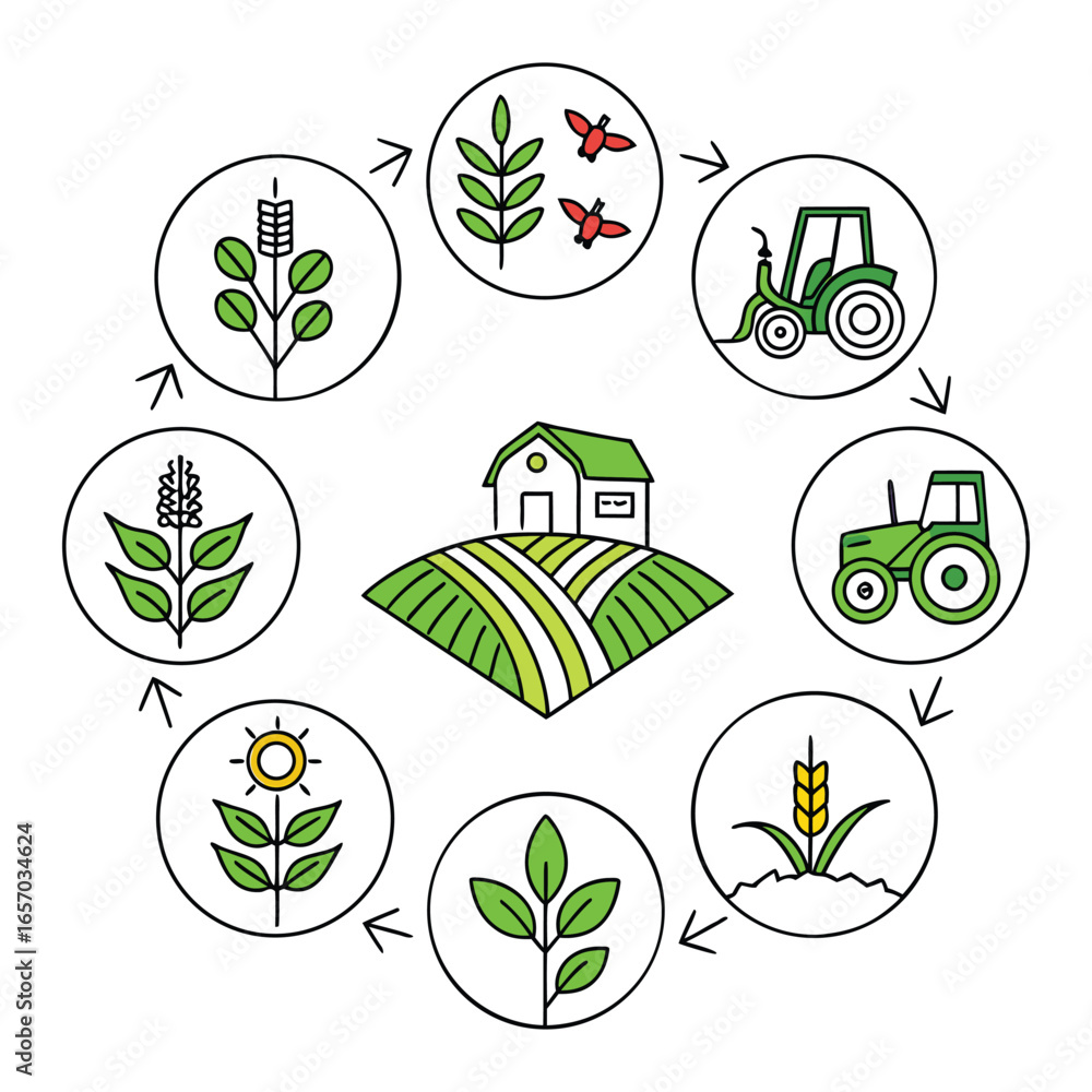 Circular Diagram Illustrating the Regenerative Agriculture Cycle with ...