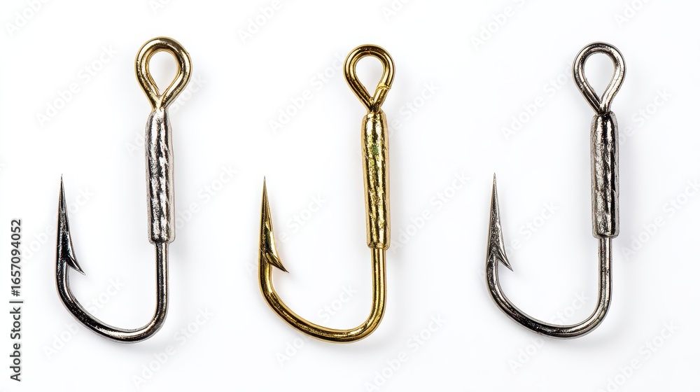 Premium photo of three sharp fishing hooks isolated on white background ...