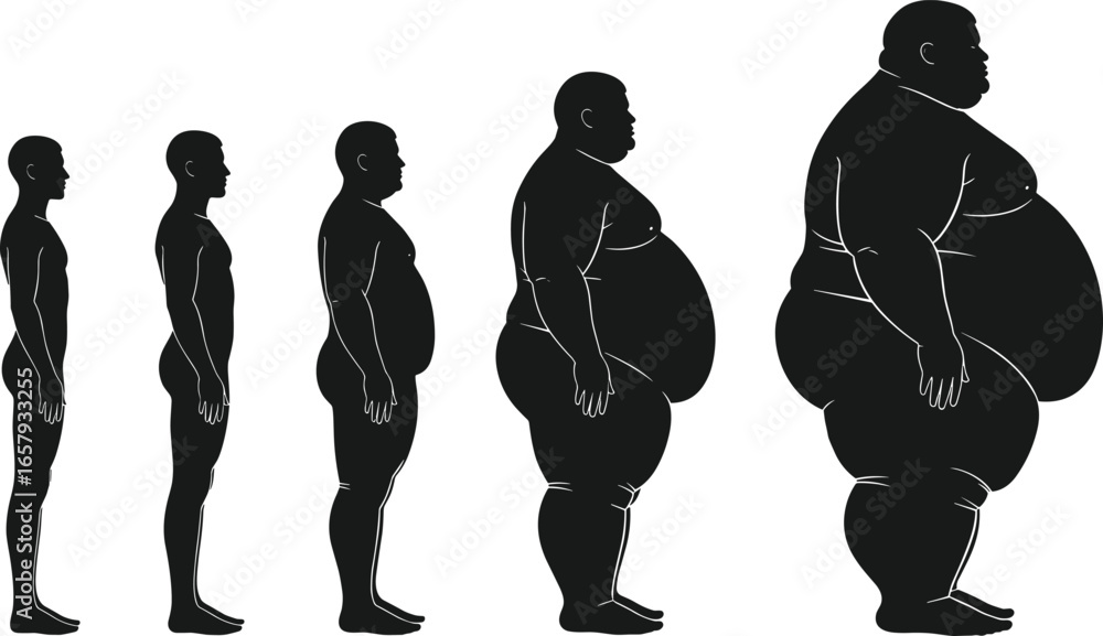 Silhouettes of Human Body Shapes in Profile – Vector Illustration of ...