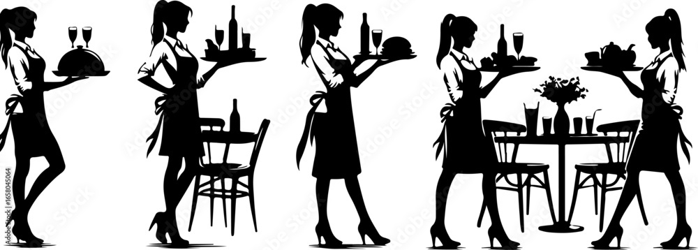 Vector sketch illustration collection of silhouette sketches of elegant ...