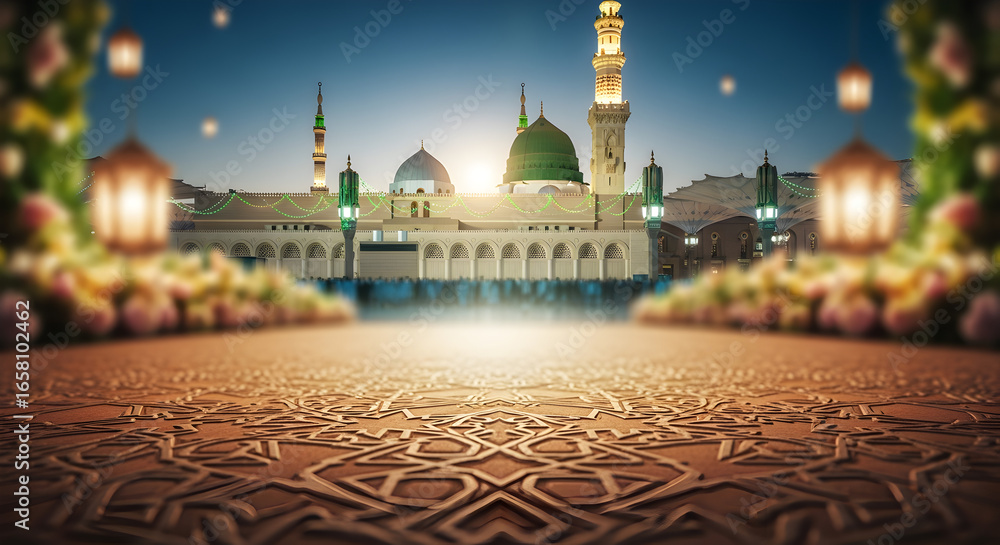 Photo Stock Beautiful Milad Un Nabi Mubarak Islamic greeting background ...