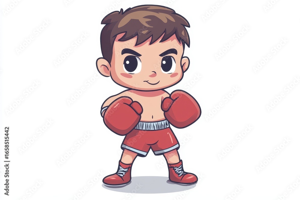 Cute cartoon boxer ready for a fight Stock Photo | Adobe Stock