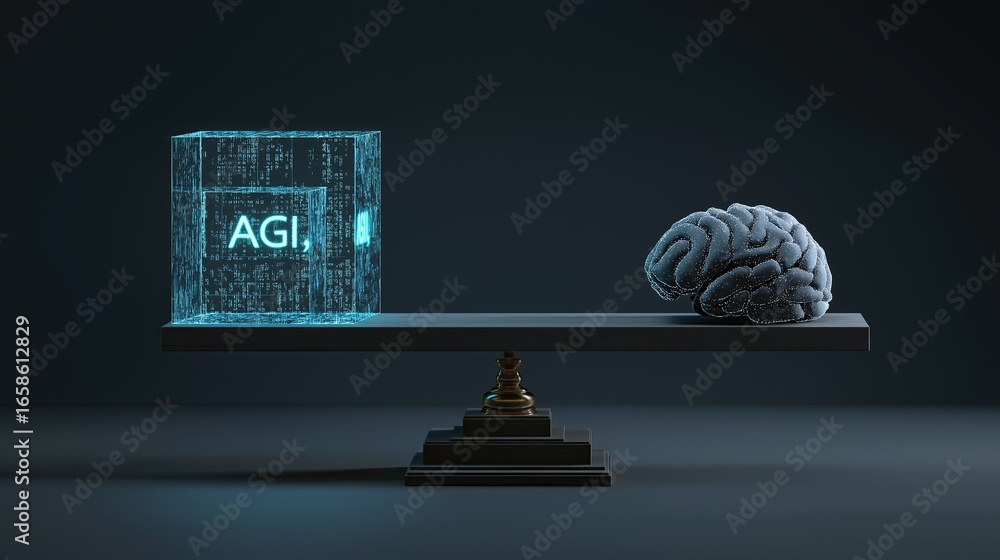 Ilustración de Stock AGI artificial general intelligence using the power of AI agent technology ...