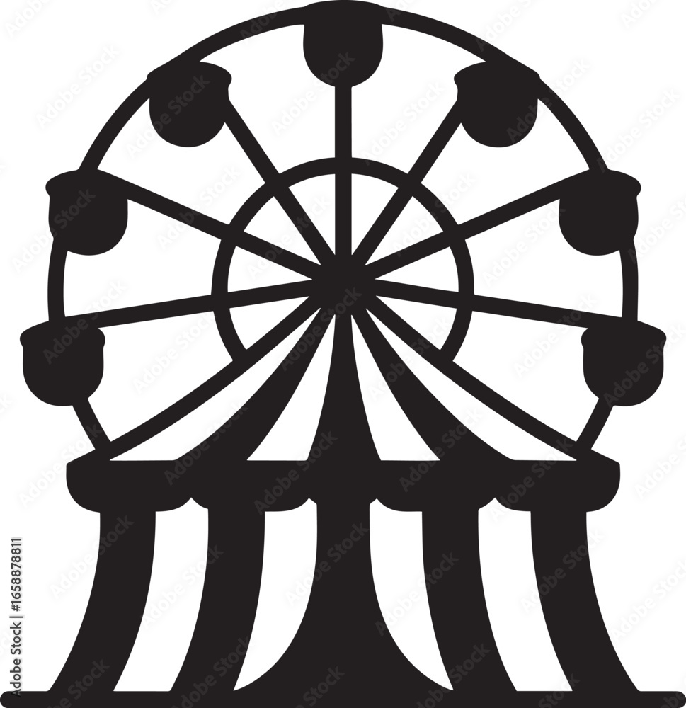 Ferris Wheel Vector Illustration on Transparent Background for Carnival ...