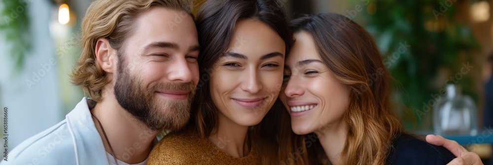 Young adult friends smiling together indoors Stock Photo | Adobe Stock