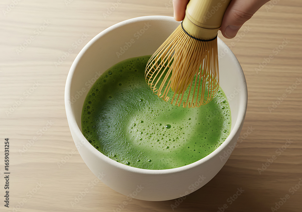 Whisking Matcha A Step-by-Step Guide to Perfect Preparation Stock Photo ...