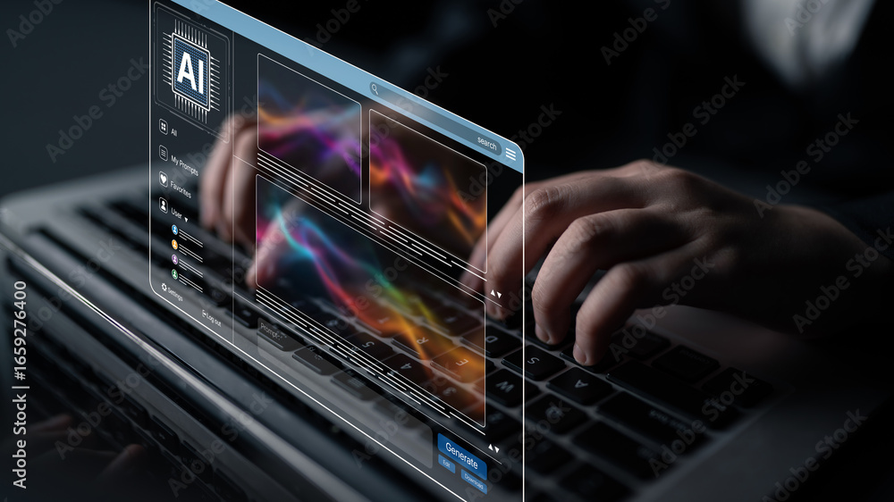 AI platform generating art images with dynamic interface. AI-generated ...