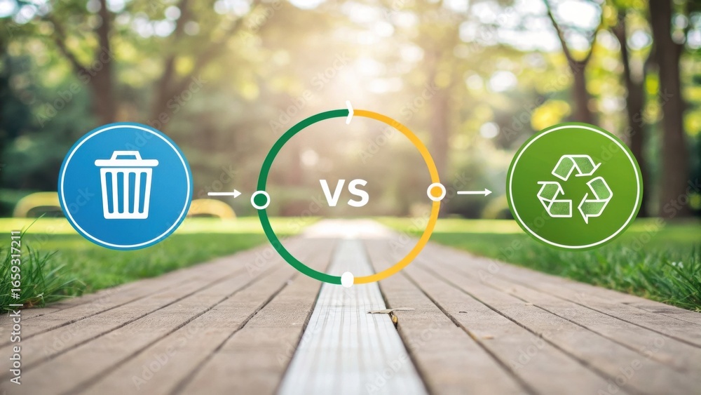 Sustainable business practices Visual comparison of waste disposal and ...