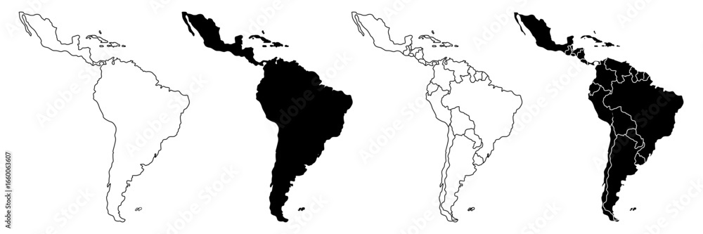 Latin America vector map in white background.Latin America political ...