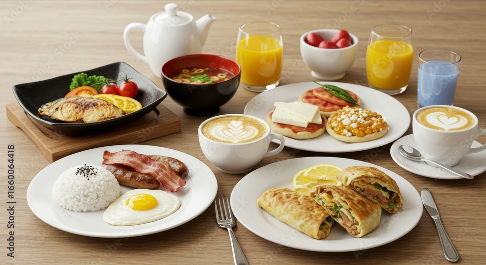 Traditional international breakfast foods from different countries ...