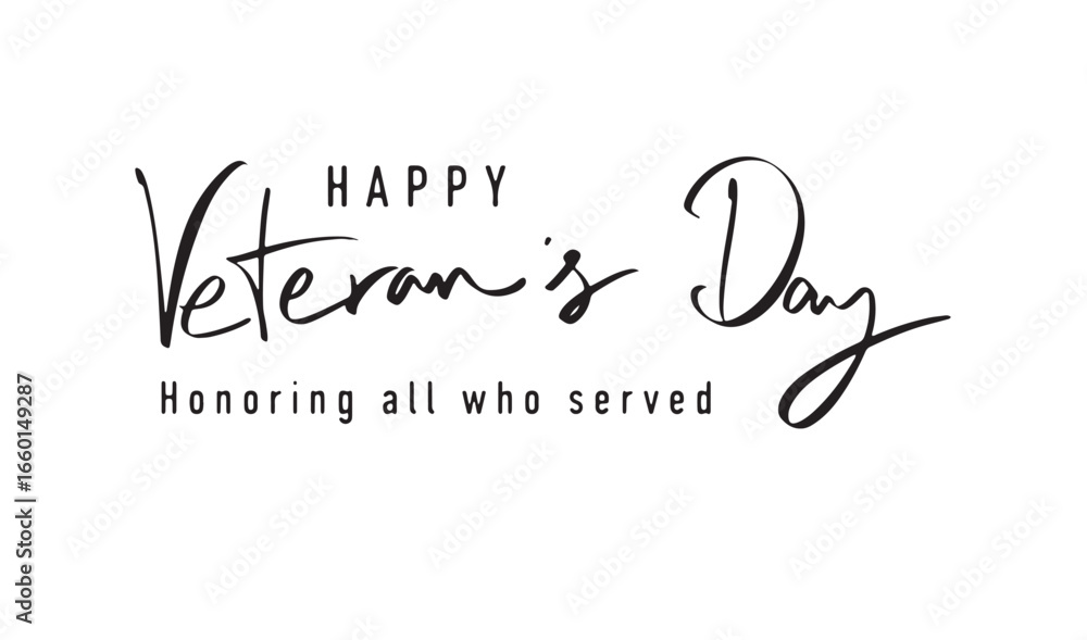 Stock-Vektorgrafik „happy veteran day honoring all who served text font ...