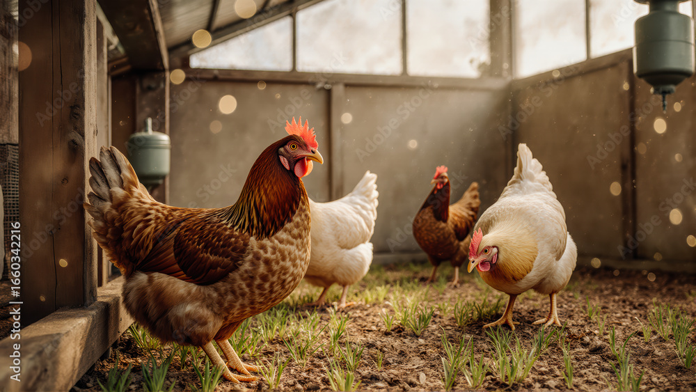 Diverse birds actively pecking at a rustic mulch floor. Innovative ...