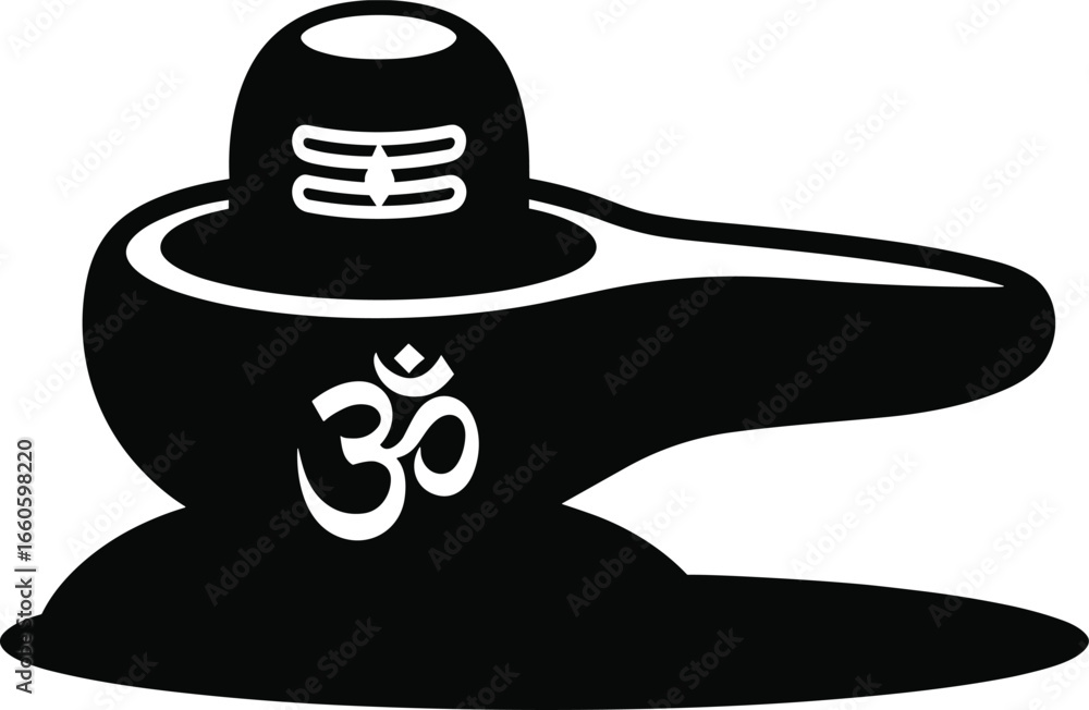 Sacred shiva lingam with om symbol and trishul emblem Stock Vector ...