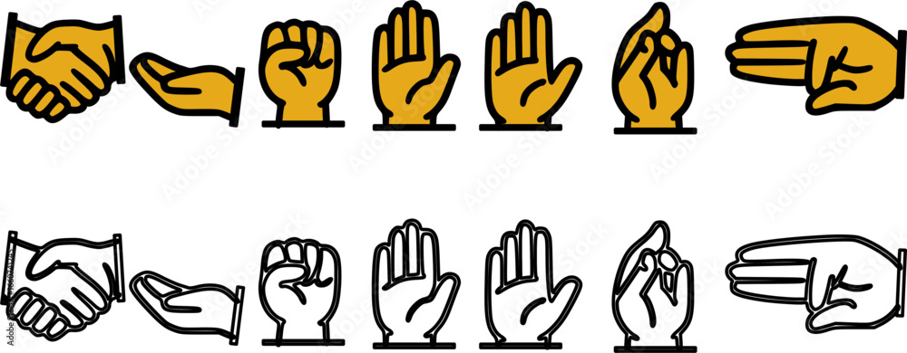 Vektor A versatile icon set of common hand gestures, including ...