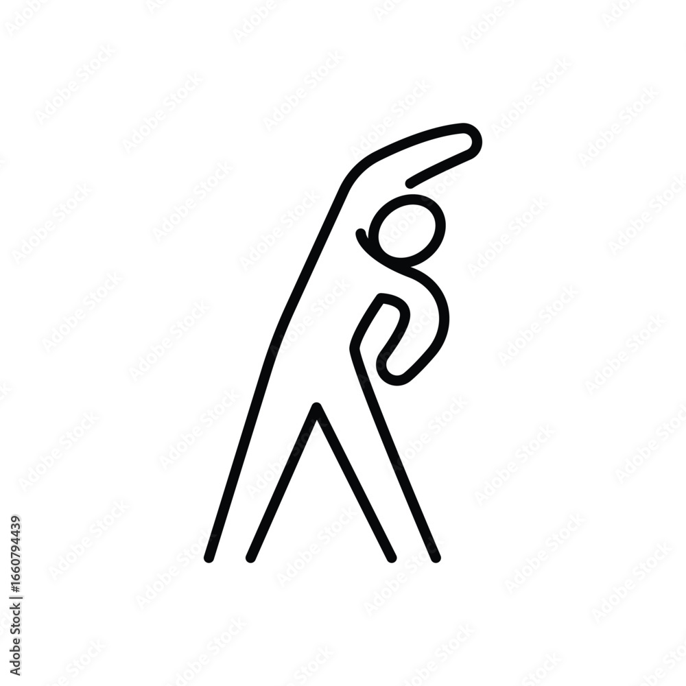 Exercise routine and fitness icon. Simple outline style. Stretching ...