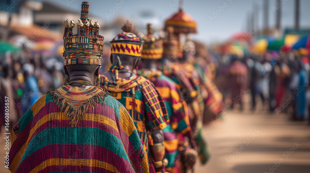 Fetu Afahye Festival Ghana traditional chiefs in colorful kente cloth ...