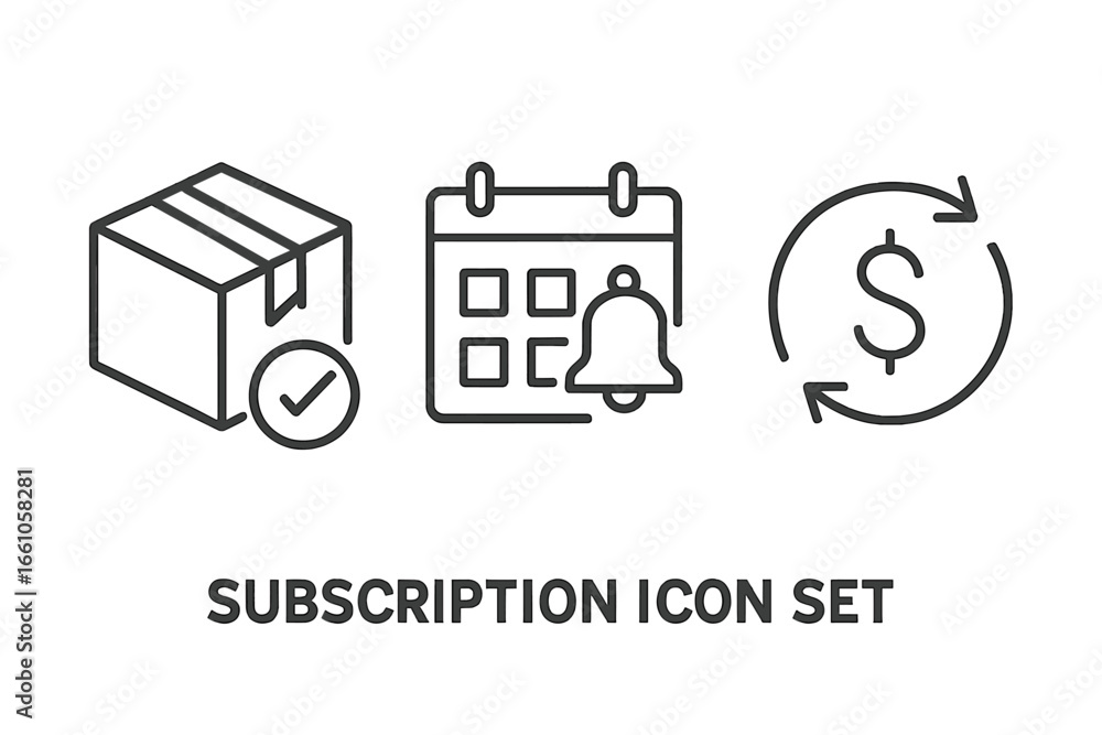 Subscription service benefits icon set. Vector outline icons for ...