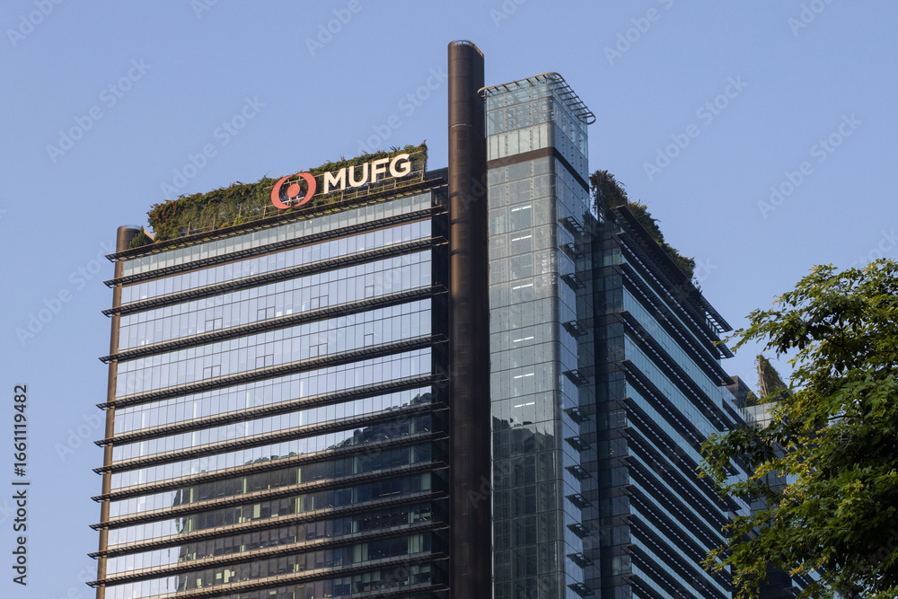 Singapore - July 28, 2025: Exterior view of MUFG Bank's headquarters for Asia at Marina One East ...