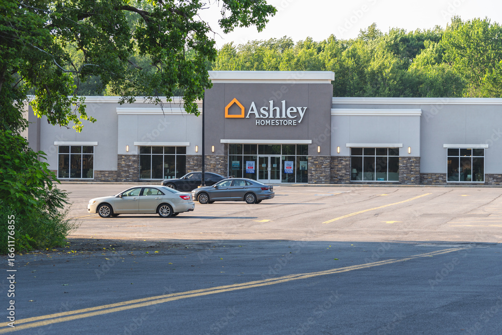 Marcy, NY - Jul 3, 2025: Wide view of of Ashley Homestore, is the ...