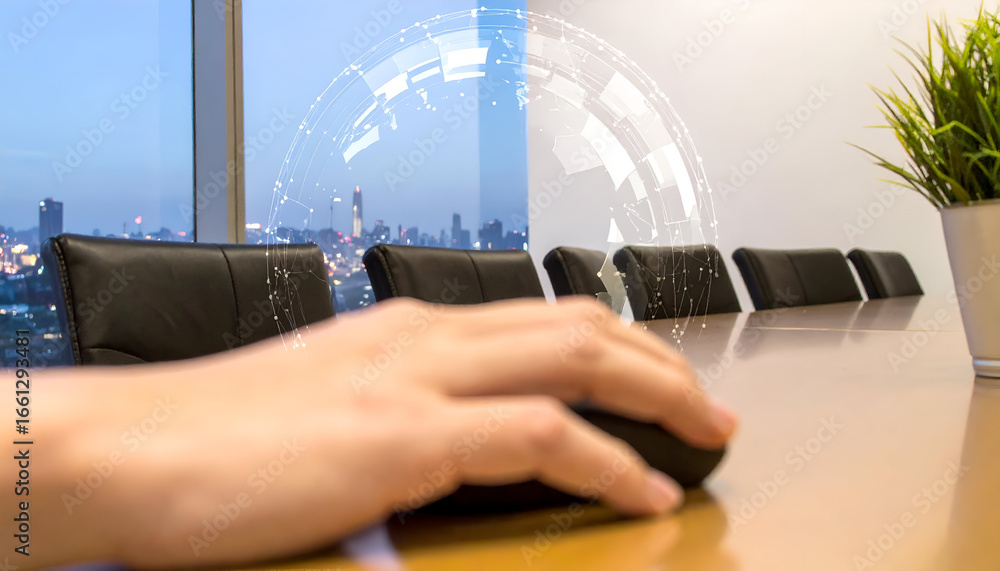 Hands Gliding Across Keyboard with Data Visualization Overlay Stock ...