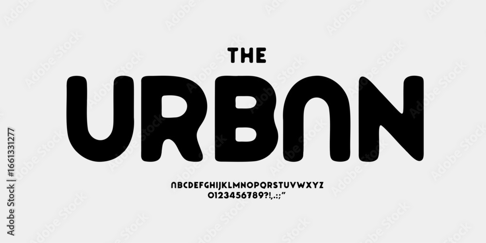 Urban bold sans typeface with smooth rounded letters, minimal geometric ...