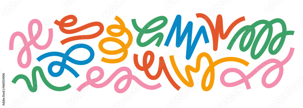 Abstract Organic Color Line Shapes. Vector Squiggle Pattern Design ...
