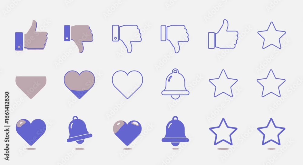 Various social media reaction icons displayed in a grid, featuring ...