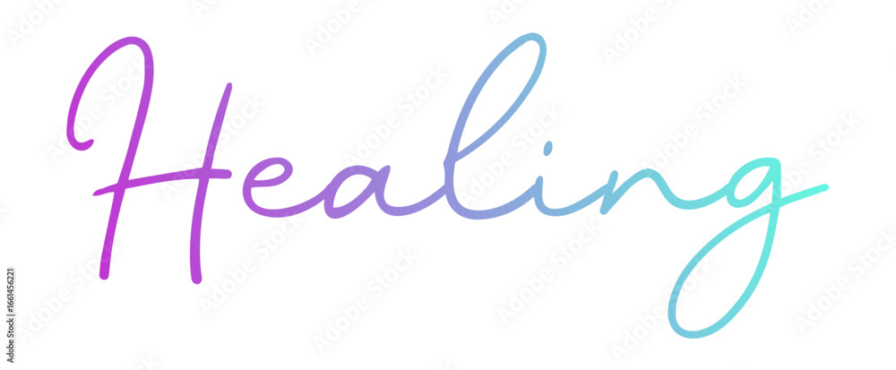 Script 'Healing' typography with steel pink gradient color, vector ...