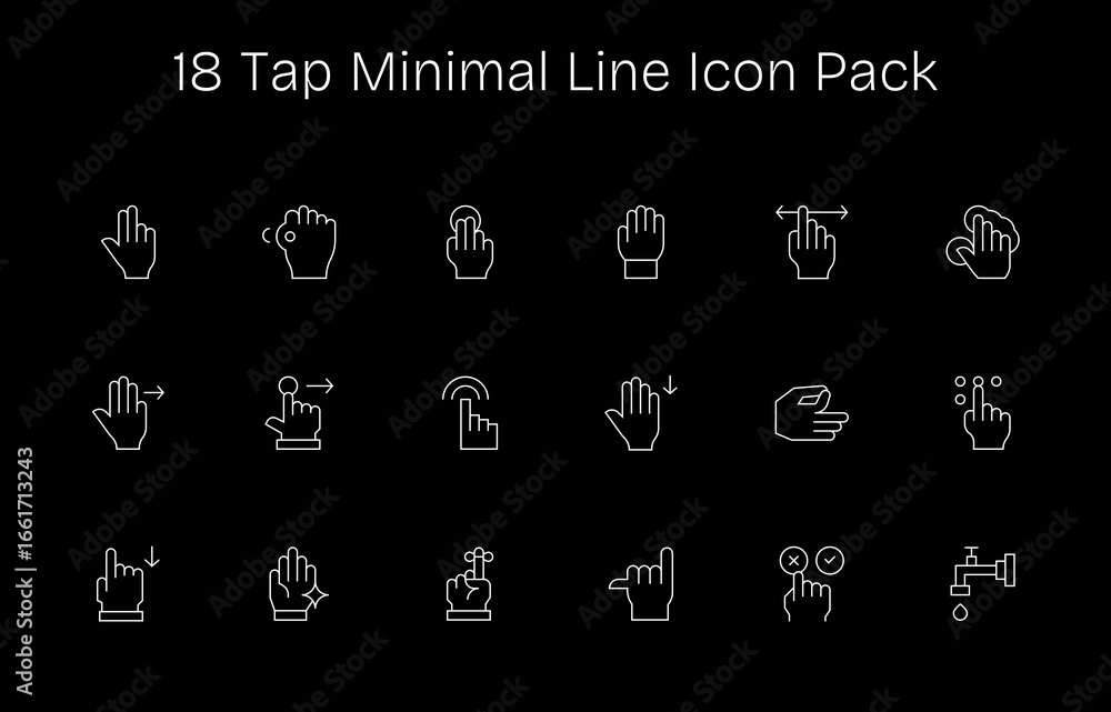 18 Tap Icons in Minimal Line Aesthetic Stock Vector | Adobe Stock