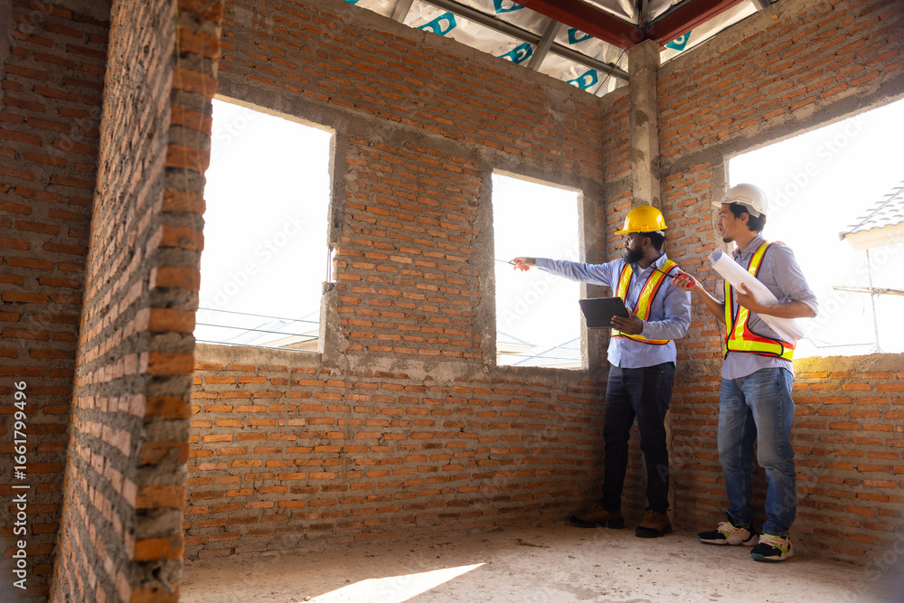 Working Engineering construction : African American construction worker ...