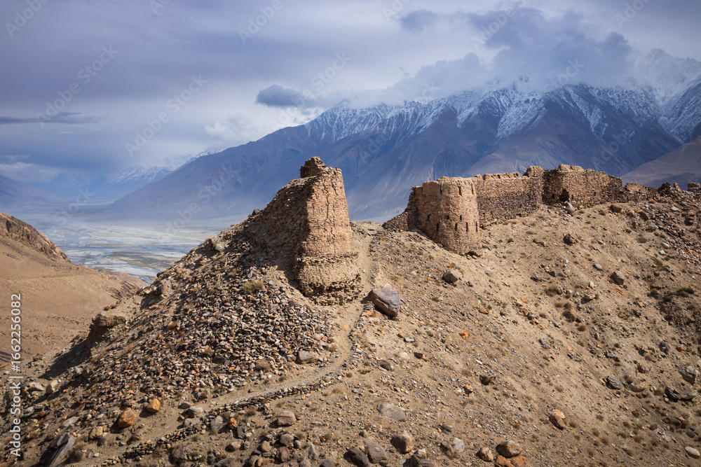 Yamchun Fort ruins near Vrang village in Tajikistan Stock Photo | Adobe ...