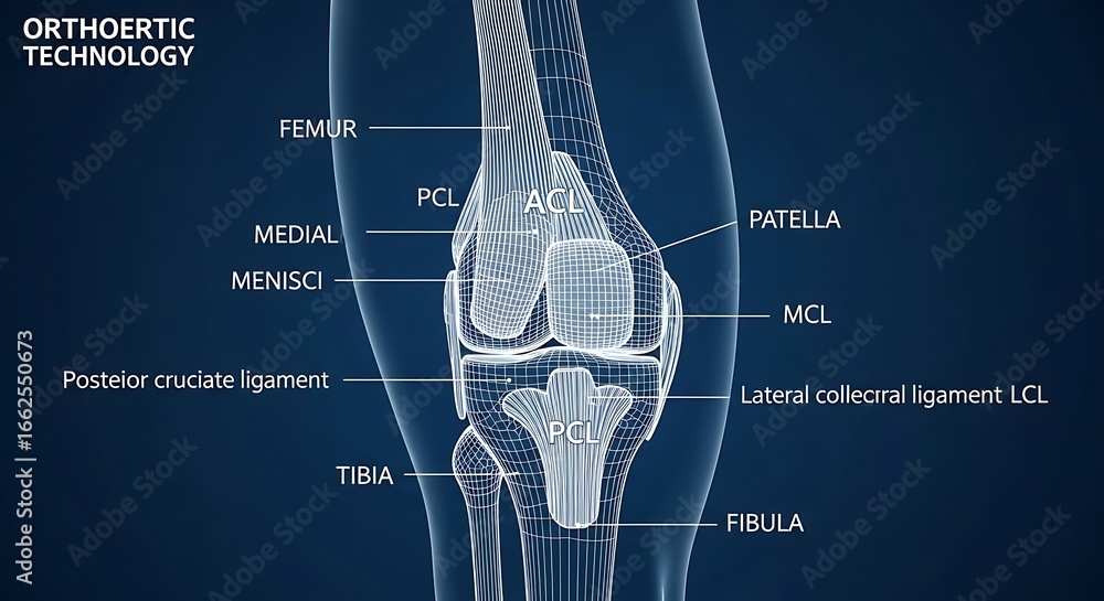 Detailed knee joint anatomy diagram for medical professionals and ...